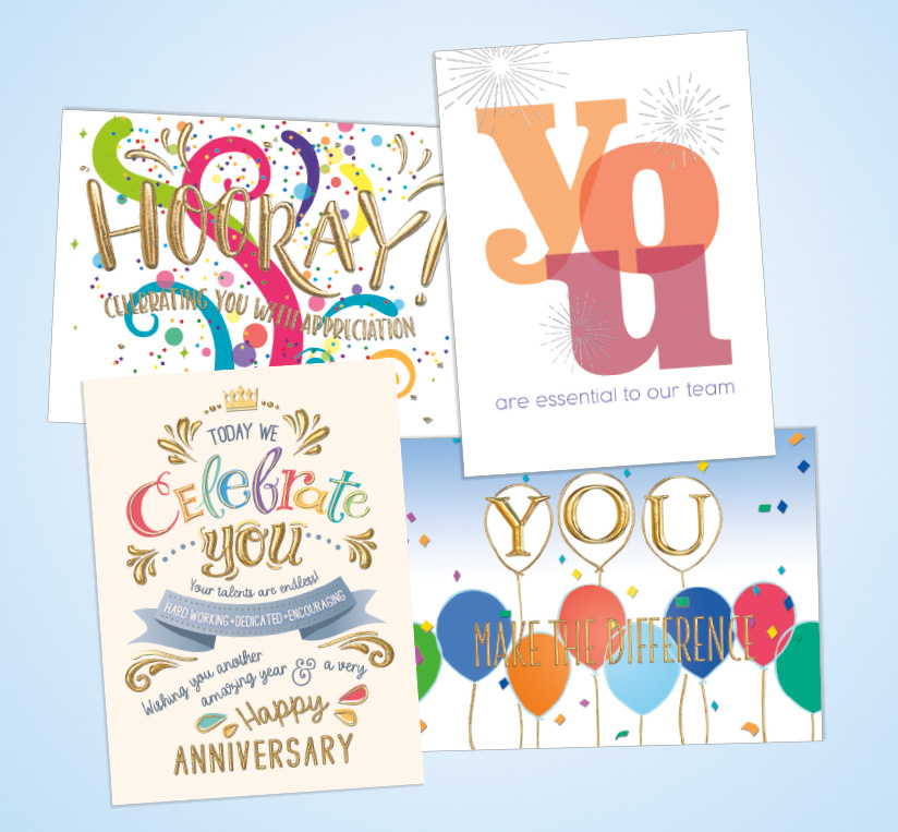 Employee Anniversary Assortment Employee Greeting Card Posty Cards Employee Anniversary Assortment Employee Greeting Card Posty Cards